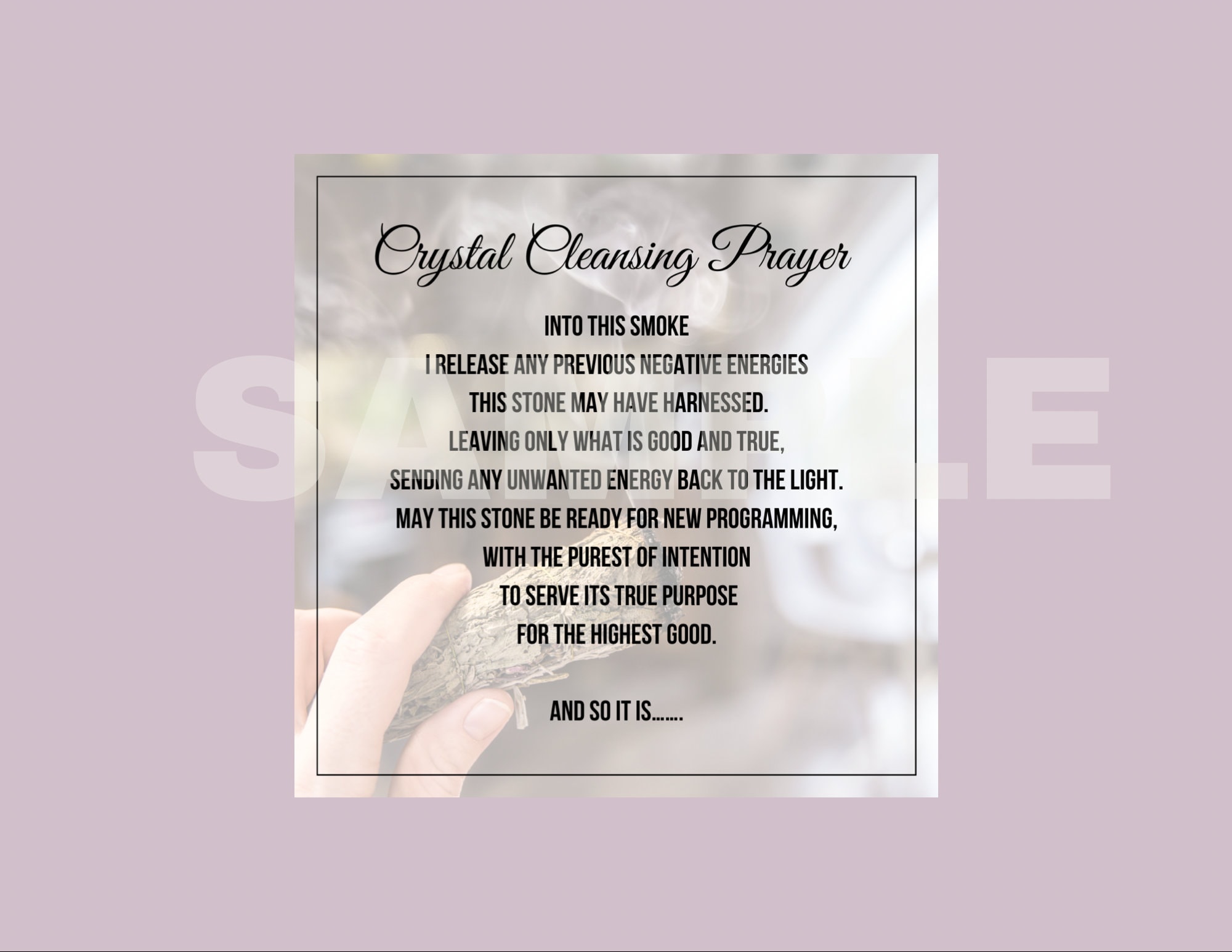 Printable Smudging Prayer Instant Digital Download, Smudging Ritual ...