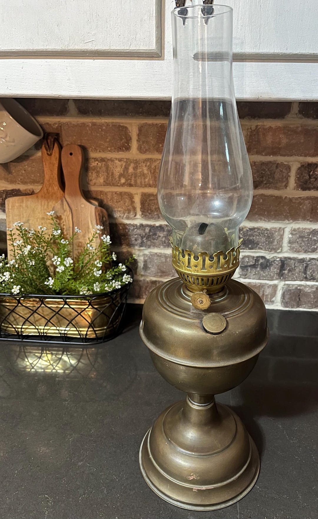 Antique Brass Oil Lamp - Etsy