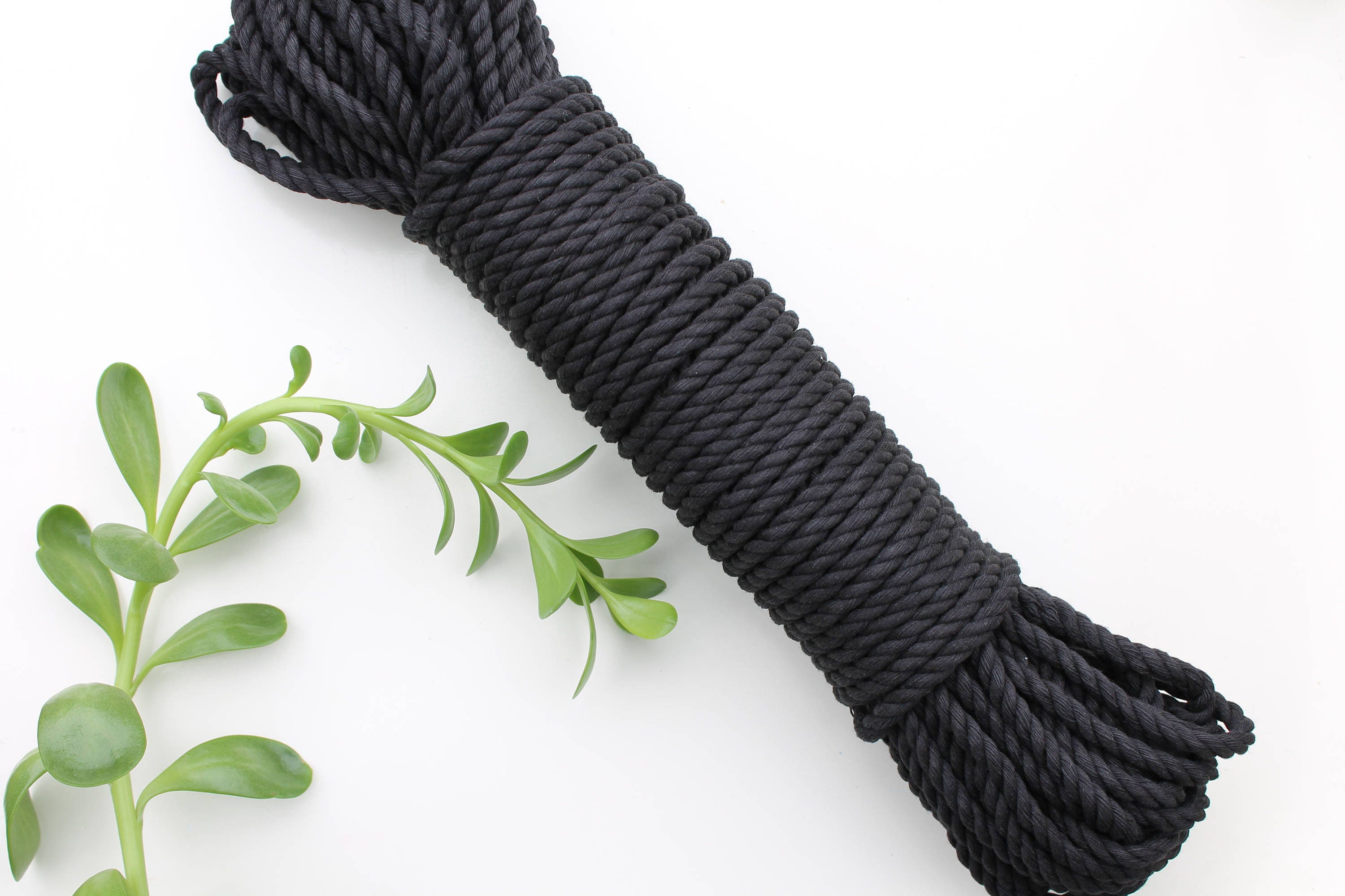 Cotton rope BLACK color 5mm 3 strand 100 feets or 200 feets | Etsy