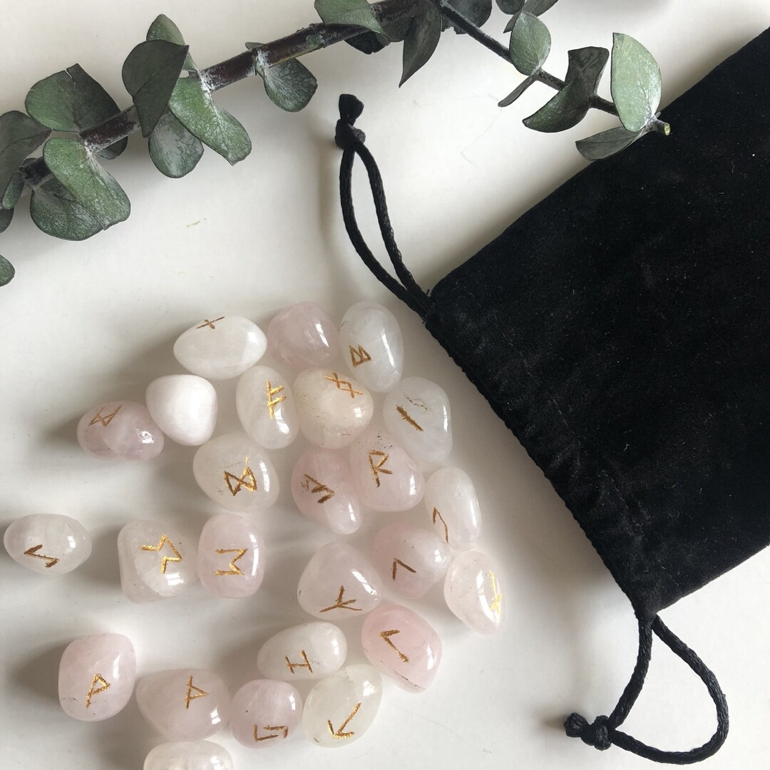 Runes Complete Set in Crystals, Divinatory Playset Runes in Quartz ...