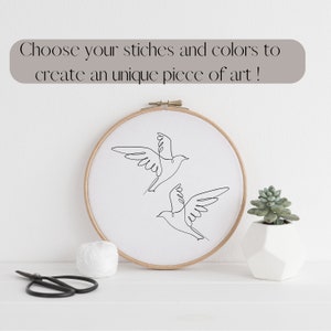 Two Doves Embroidery Template Line Art, Pattern Two Birds Line Art ...