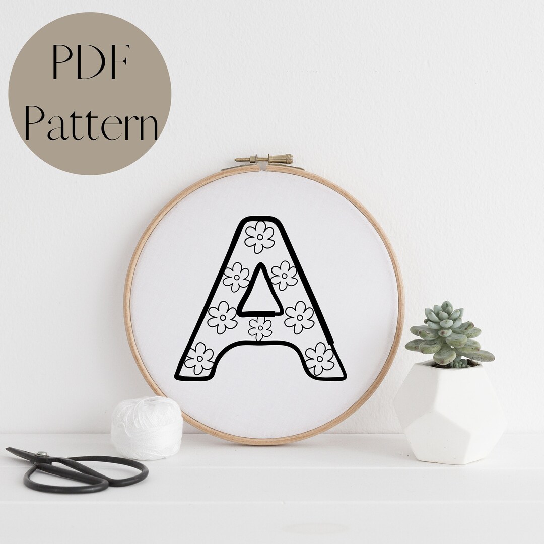 Retro Alphabet Pattern for Embroidery, Template Retro Letter PDF for ...
