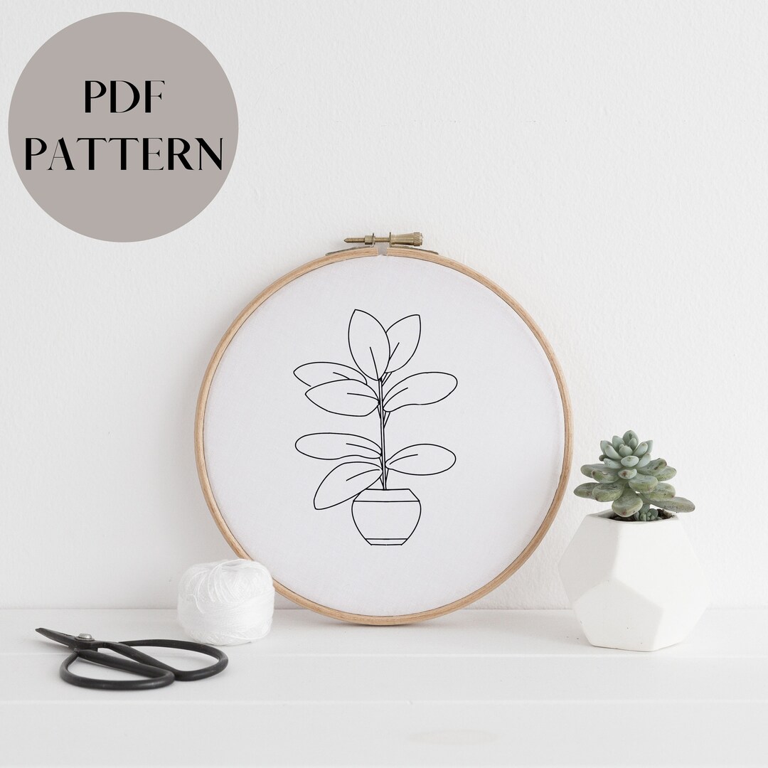 Embroidery Plant Pattern Modern, Botanical Embroidery Beginner Template ...