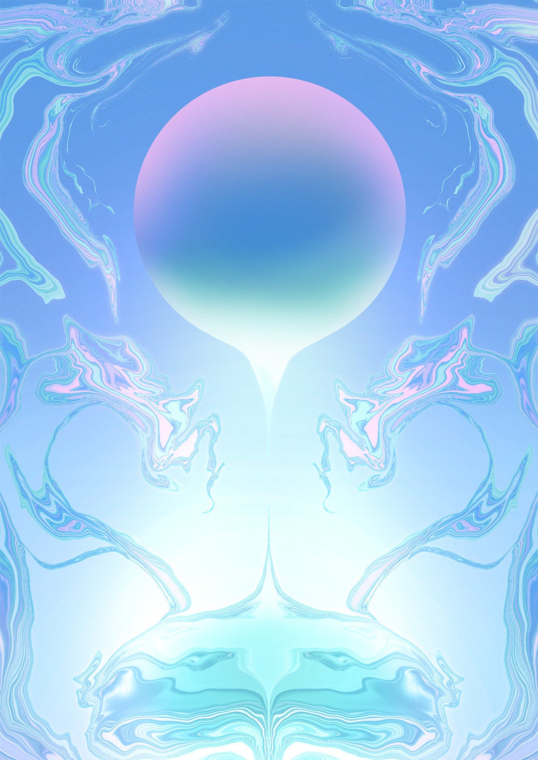 Vaporwave Abstract Water Art Print | Synthwave Pastel Poster Wall Decor ...