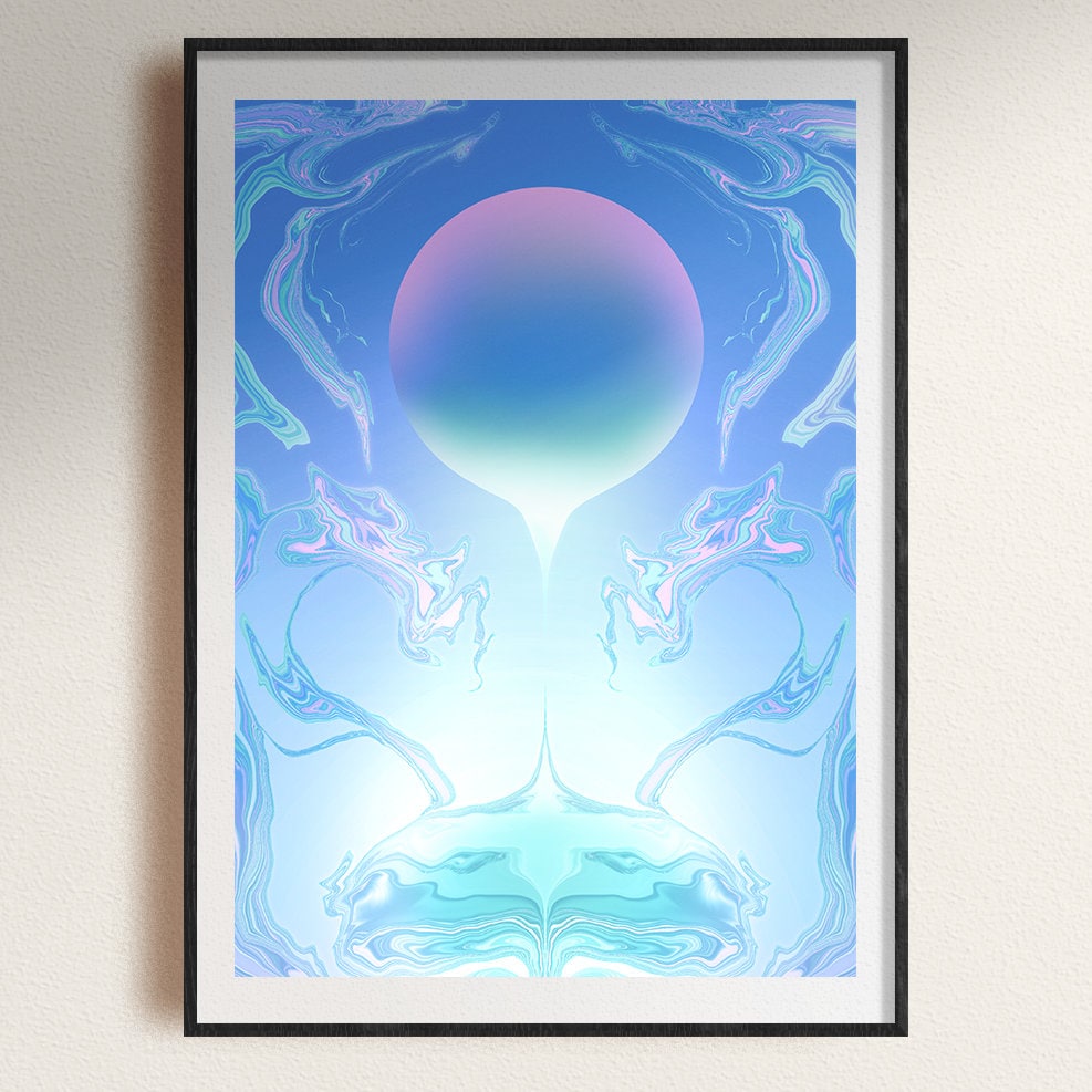 Vaporwave Abstract Water Art Print | Synthwave Pastel Poster Wall Decor ...
