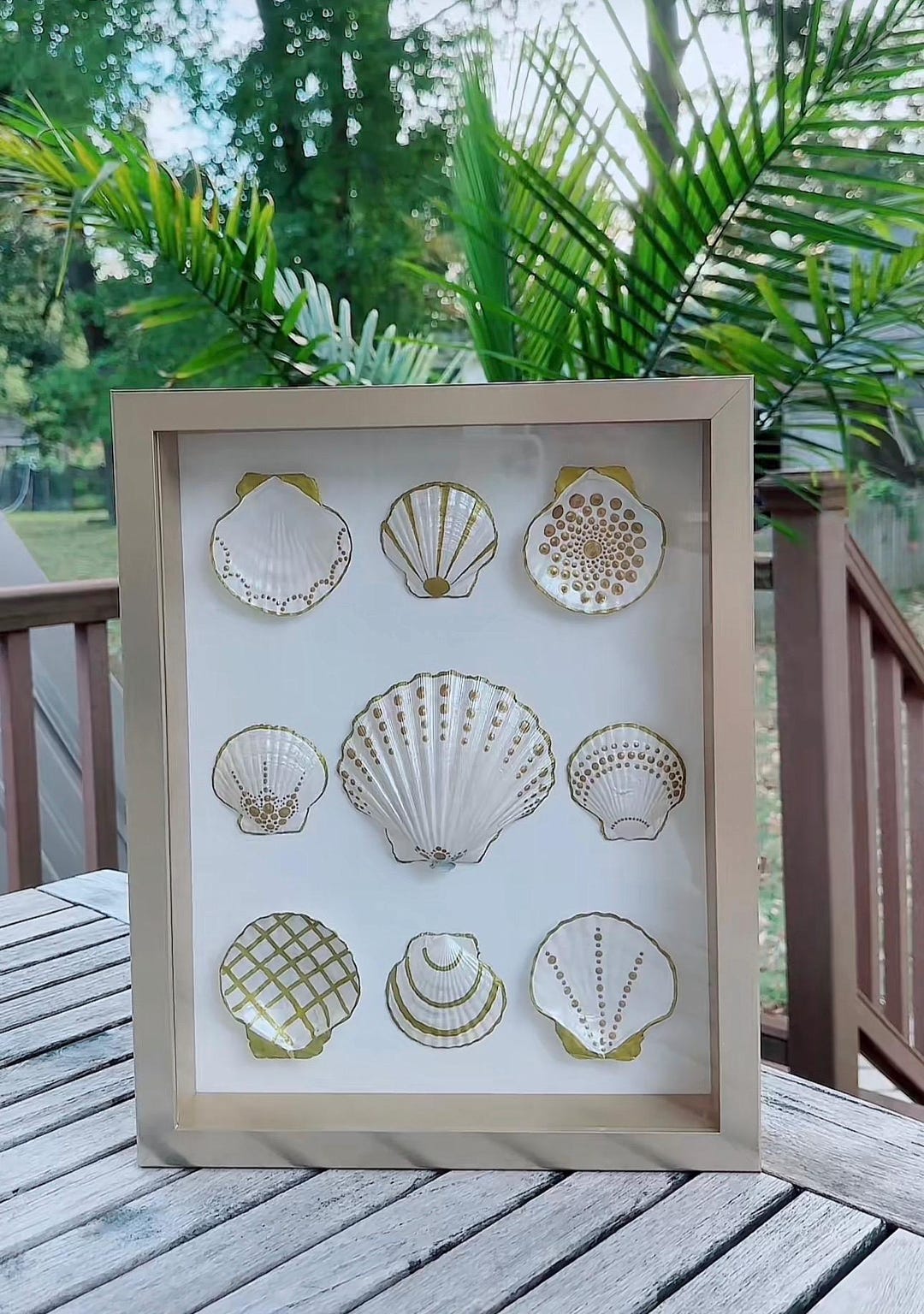 Framed Hand Painted Scallop Shell Art- "white Wedding” - Etsy