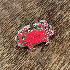 Crab Enamel Pin Red and Gold Crab Pin Single Hard Enamel Pin - Etsy