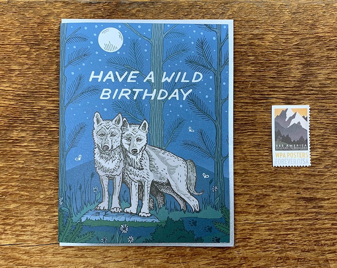 Wild Wolves Birthday Card Wild Birthday Card Foil Printed - Etsy