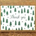 Pine Tree Pattern Thank You Card, Letterpress Folded Note Card, Blank ...