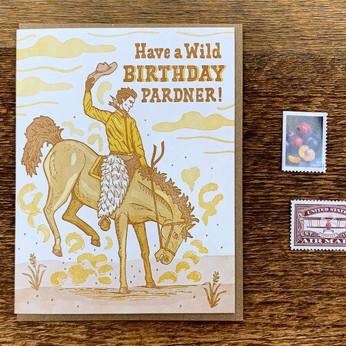 Howdy Pardner Cowboy Birthday Birthday Card Letterpress - Etsy
