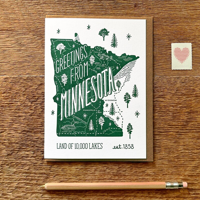 Minnesota Card - Etsy