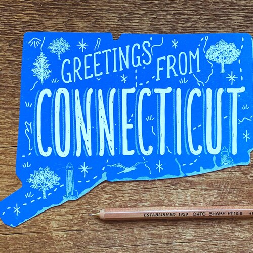 Connecticut Postcard Greetings From Connecticut Die Cut - Etsy