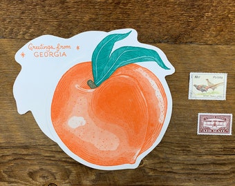 Georgia Postcard Greetings From Georgia Die Cut Letterpress | Etsy