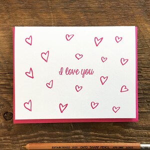 I Love You, Hearts, Valentine's Day Card, Love Card, Letterpress ...
