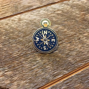 Compass Enamel Pin, Explore Pin, Single Hard Enamel Pin With Butterfly ...
