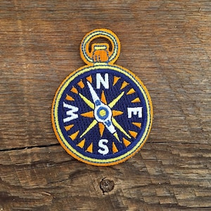 Compass Embroidered Patch, Compass Patch, Single Embroidered Patch With ...