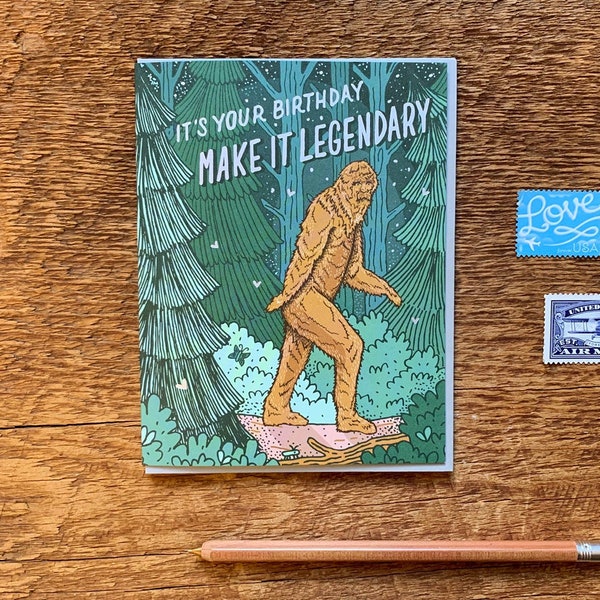 Bigfoot Birthday Card - Etsy