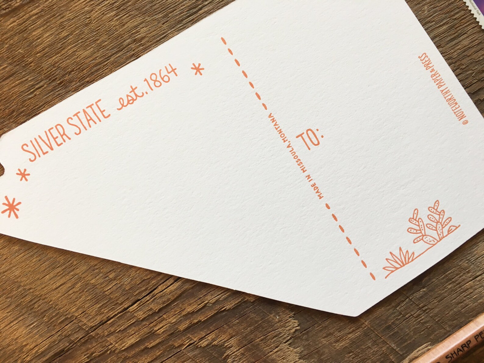 Nevada Postcard, Greetings From Nevada, Die Cut Letterpress State ...