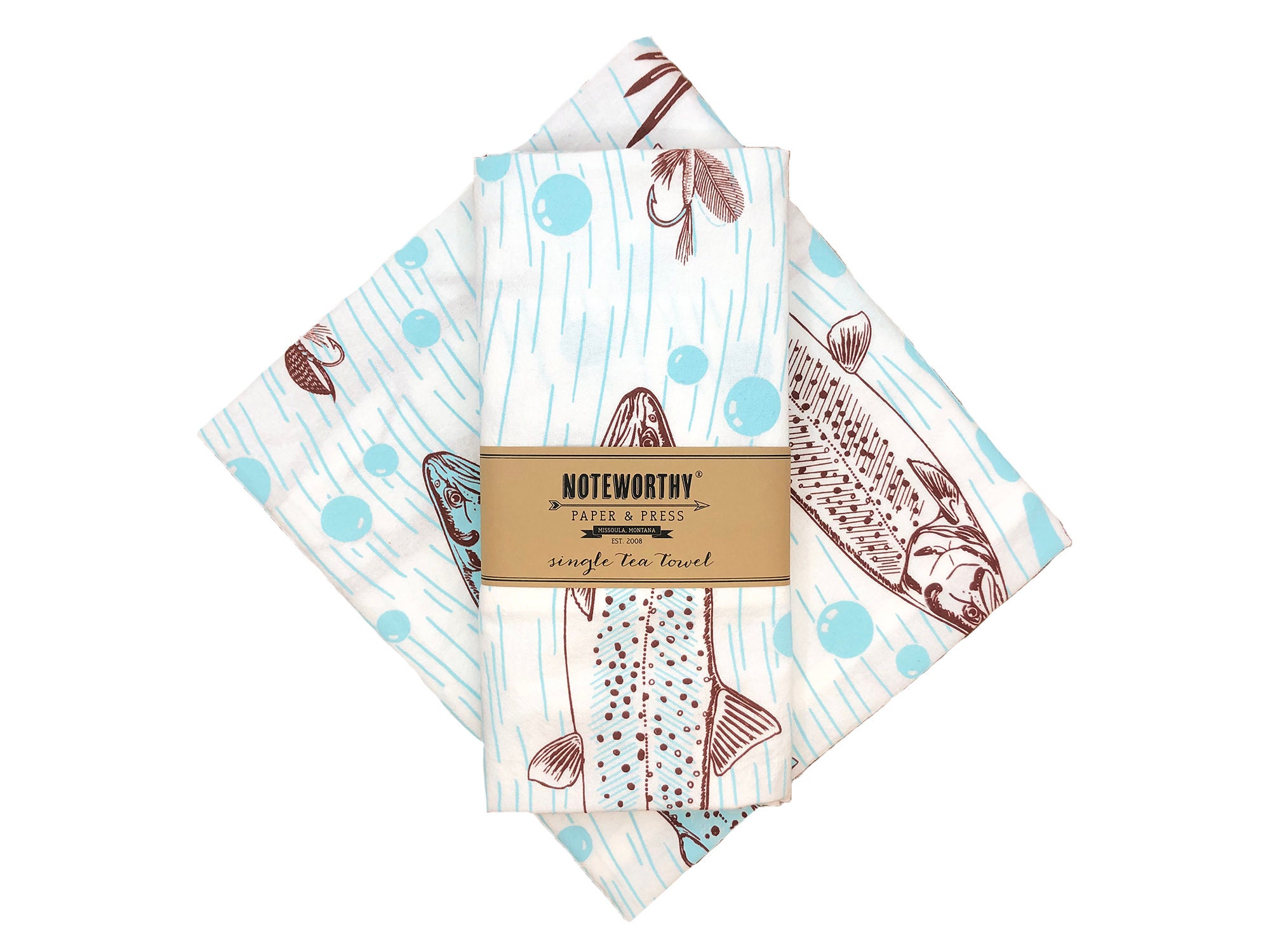 Trout & Fishing Flies Tea Towel Fly Fishing Gift Kitchen | Etsy