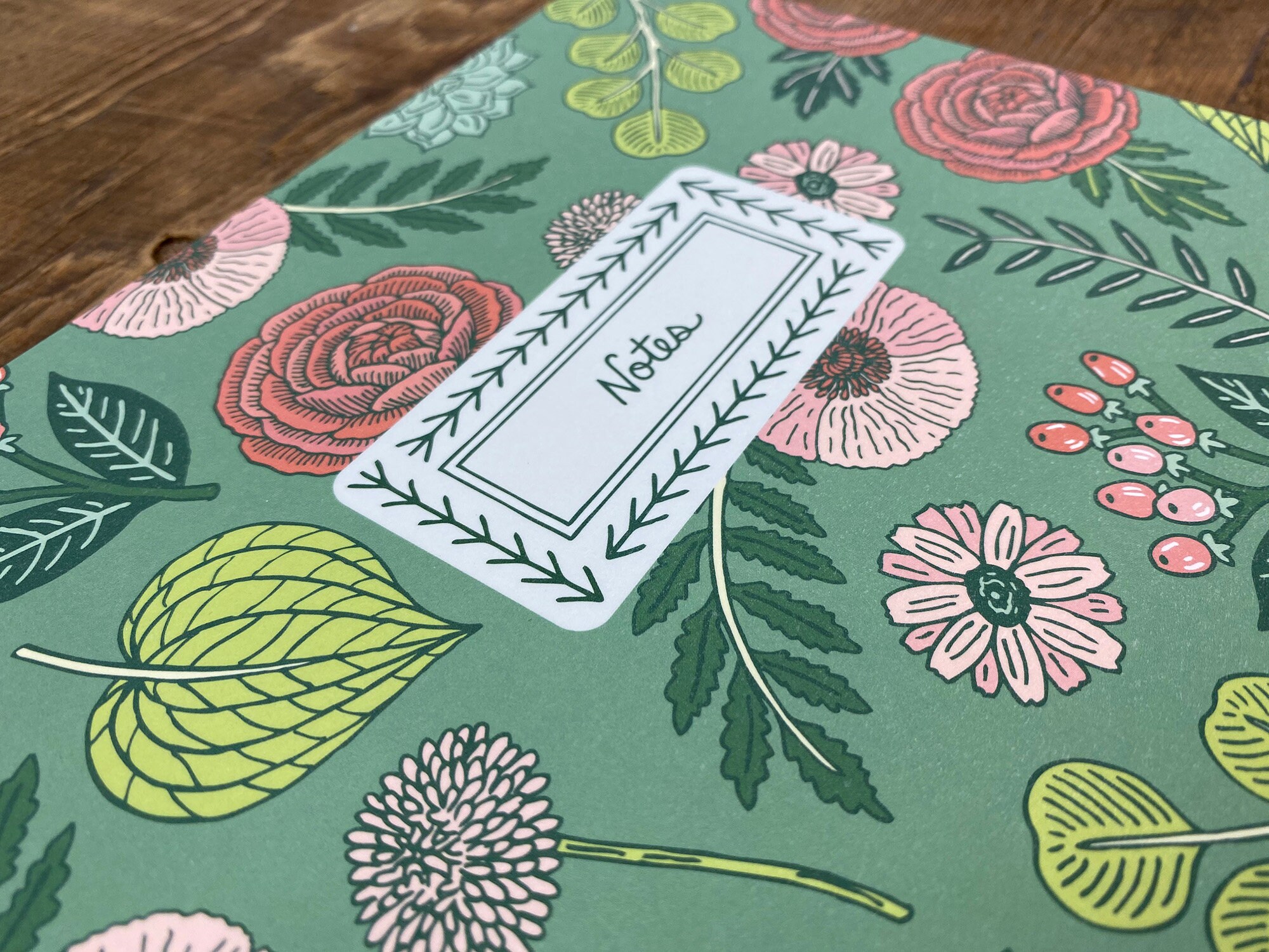 Green Floral Notebook Floral Notebook Wire-O Notebook Lined | Etsy