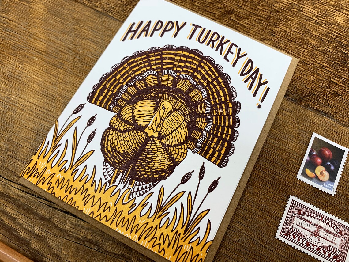Turkey Day Thanksgiving Cards Boxed Set of 6 Letterpress | Etsy