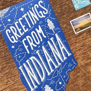 Indiana Postcard, Greetings From Indiana, Die Cut Letterpress State ...