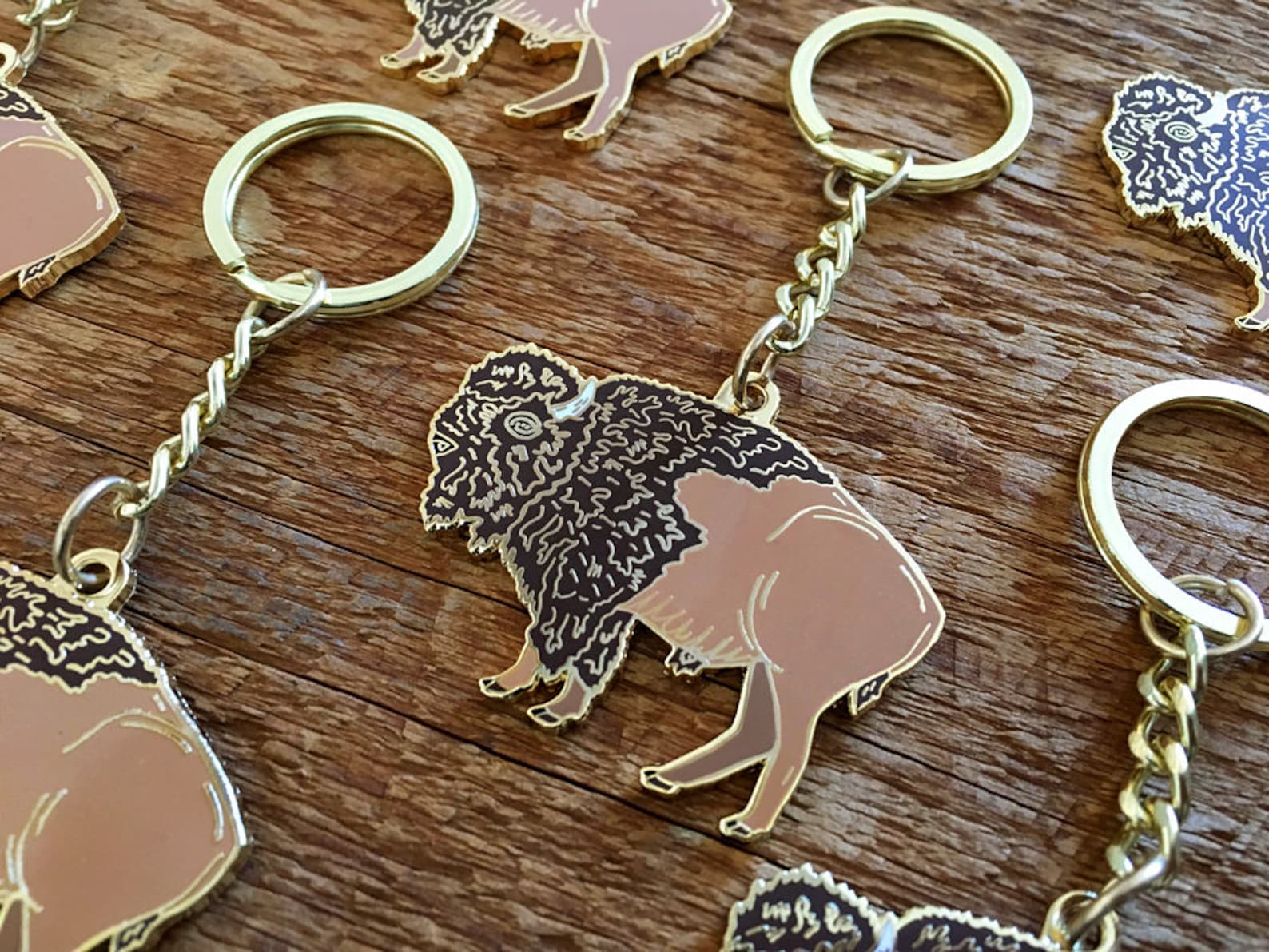 Bison Enamel Keychain Buffalo Keychain Explore Keychain | Etsy