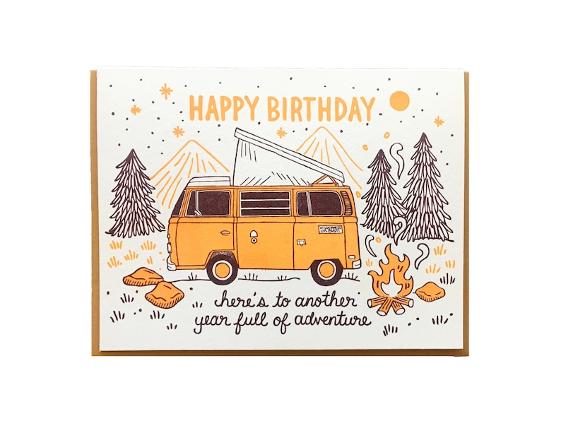 Birthday Camper Van Card, Happy Birthday Card, Birthday Adventure ...