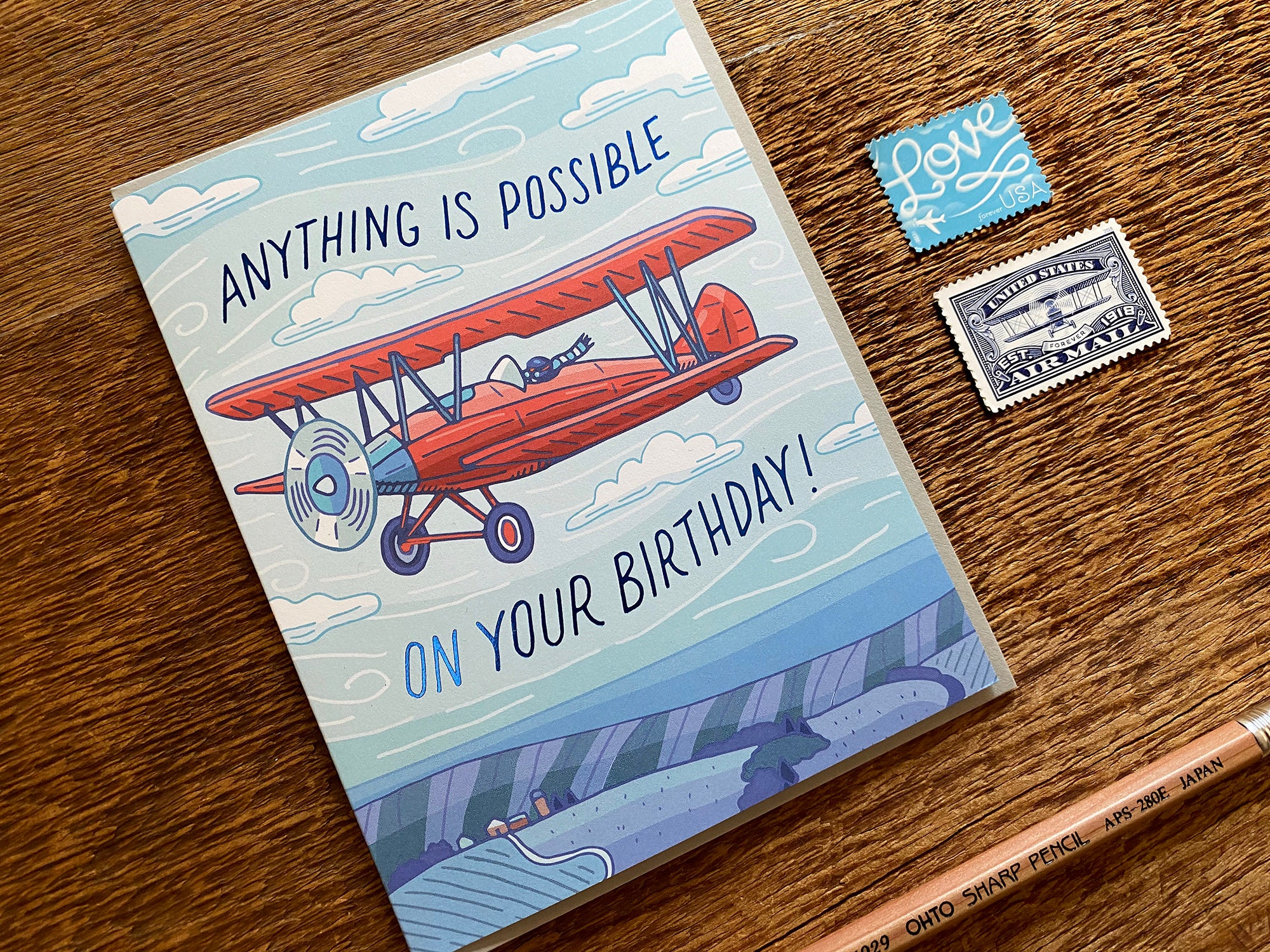 Airplane Birthday Card Adventure Birthday Card Foil Printed - Etsy