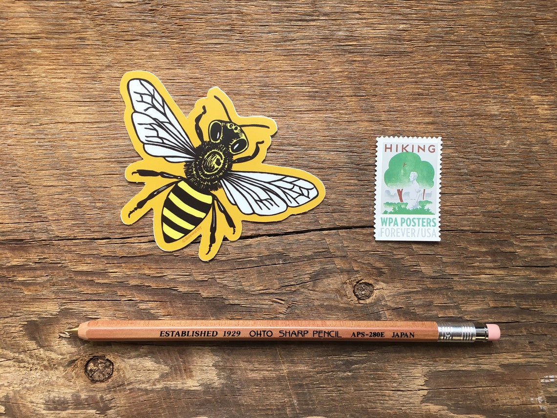 Honey Bee Sticker, Outdoors Sticker, Single Die Cut Vinyl Sticker - Etsy