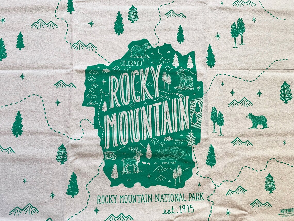 Rocky Mountain Tea Towel, Rocky Mountain National Park, Single Screen ...