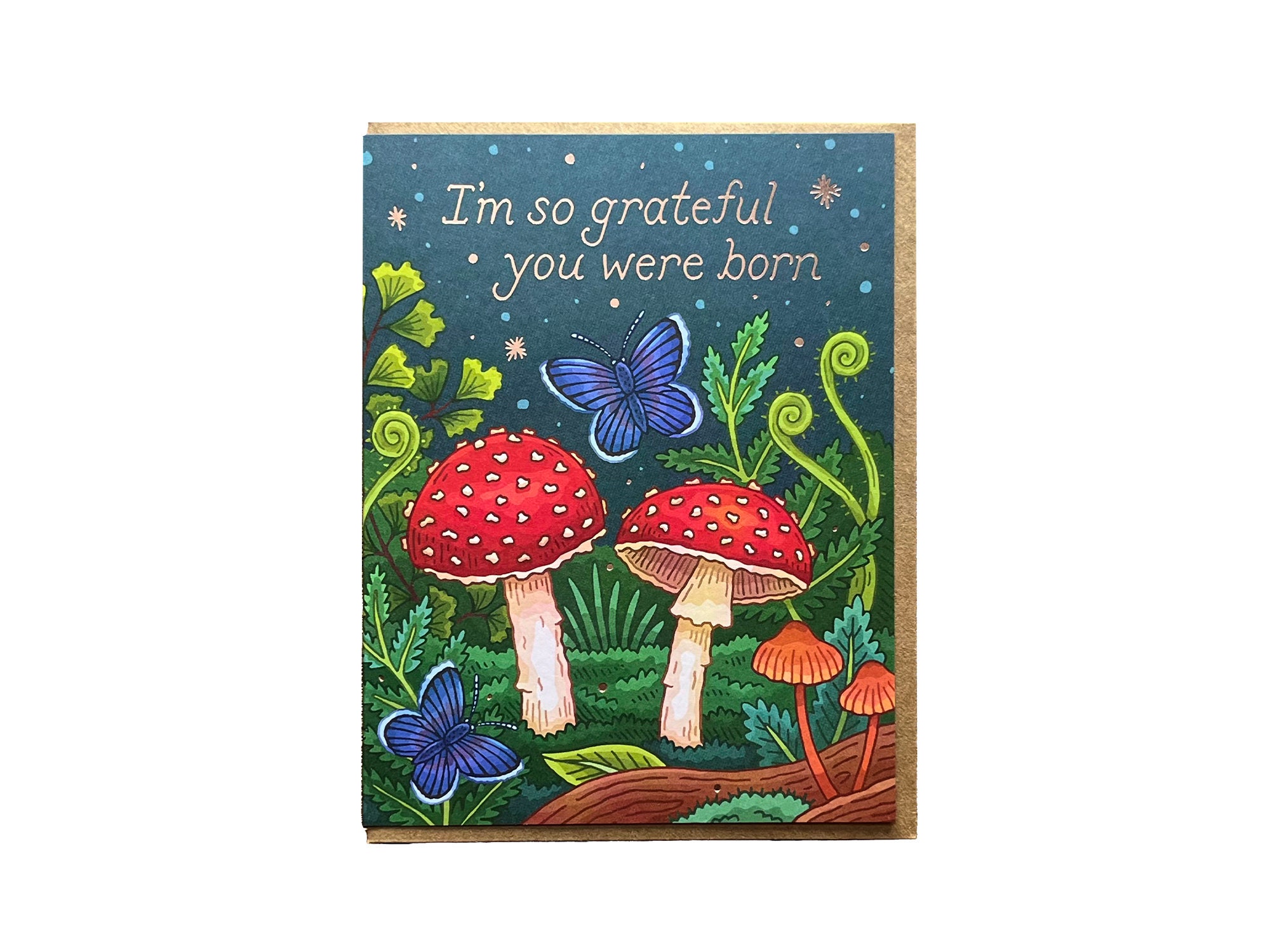 Mushrooms Birthday Card, Nature Birthday Card, Single Folded Card ...