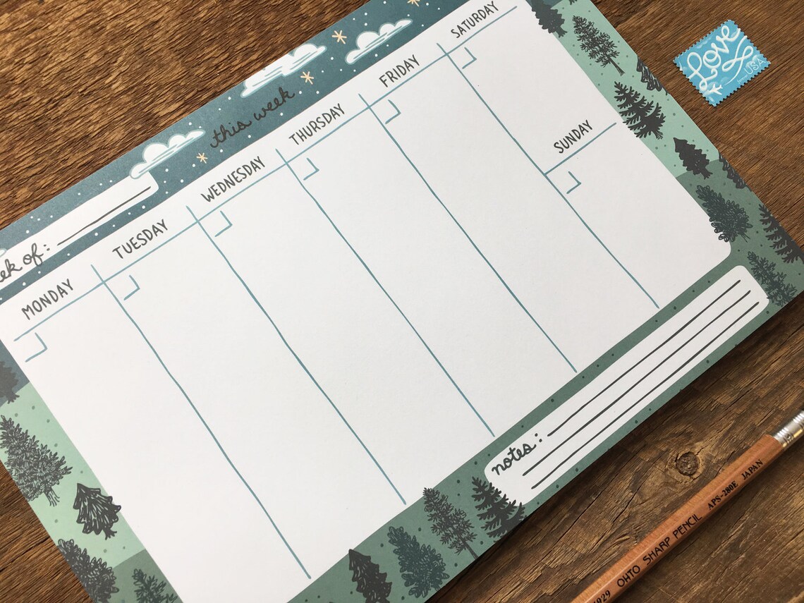Tree Weekly Desk Planner Pine Tree to Do 6.75 X 9.75 Notepad - Etsy