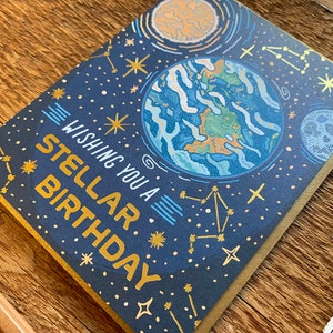 Stellar Birthday Card, Space Birthday Card, Foil Printed Card, Blank ...