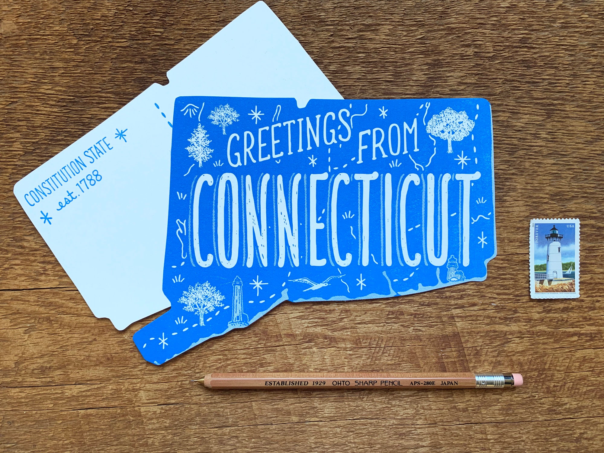 Connecticut Postcard Greetings From Connecticut Die Cut - Etsy