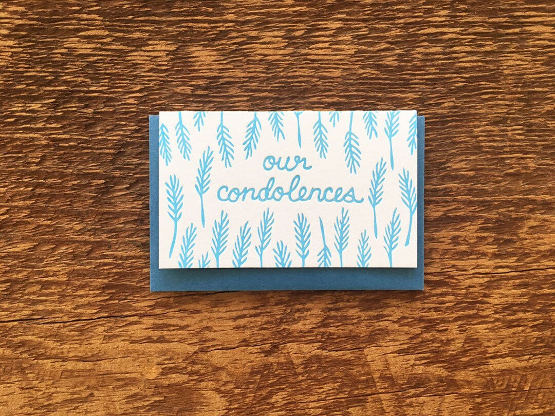 Our Condolences Enclosure Card Mini Card Letterpress Folded - Etsy