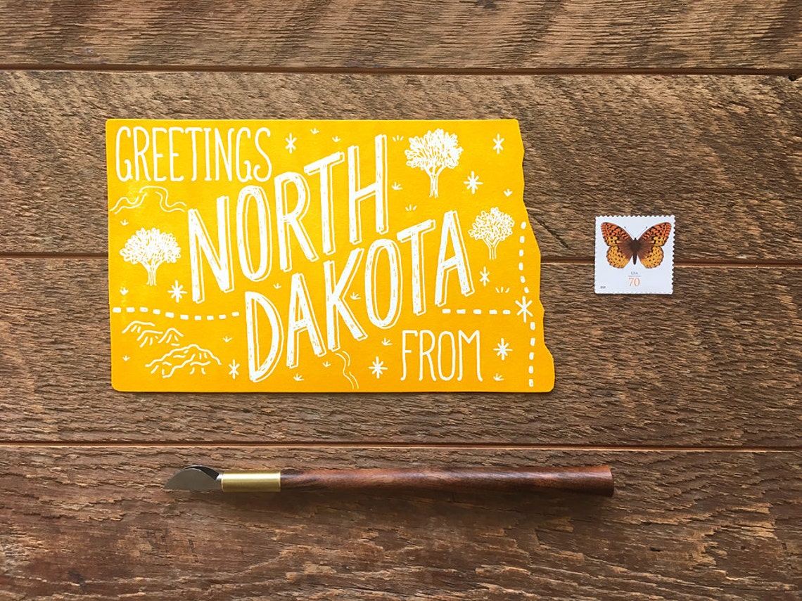 North Dakota Postcard Greetings From North Dakota Die Cut | Etsy