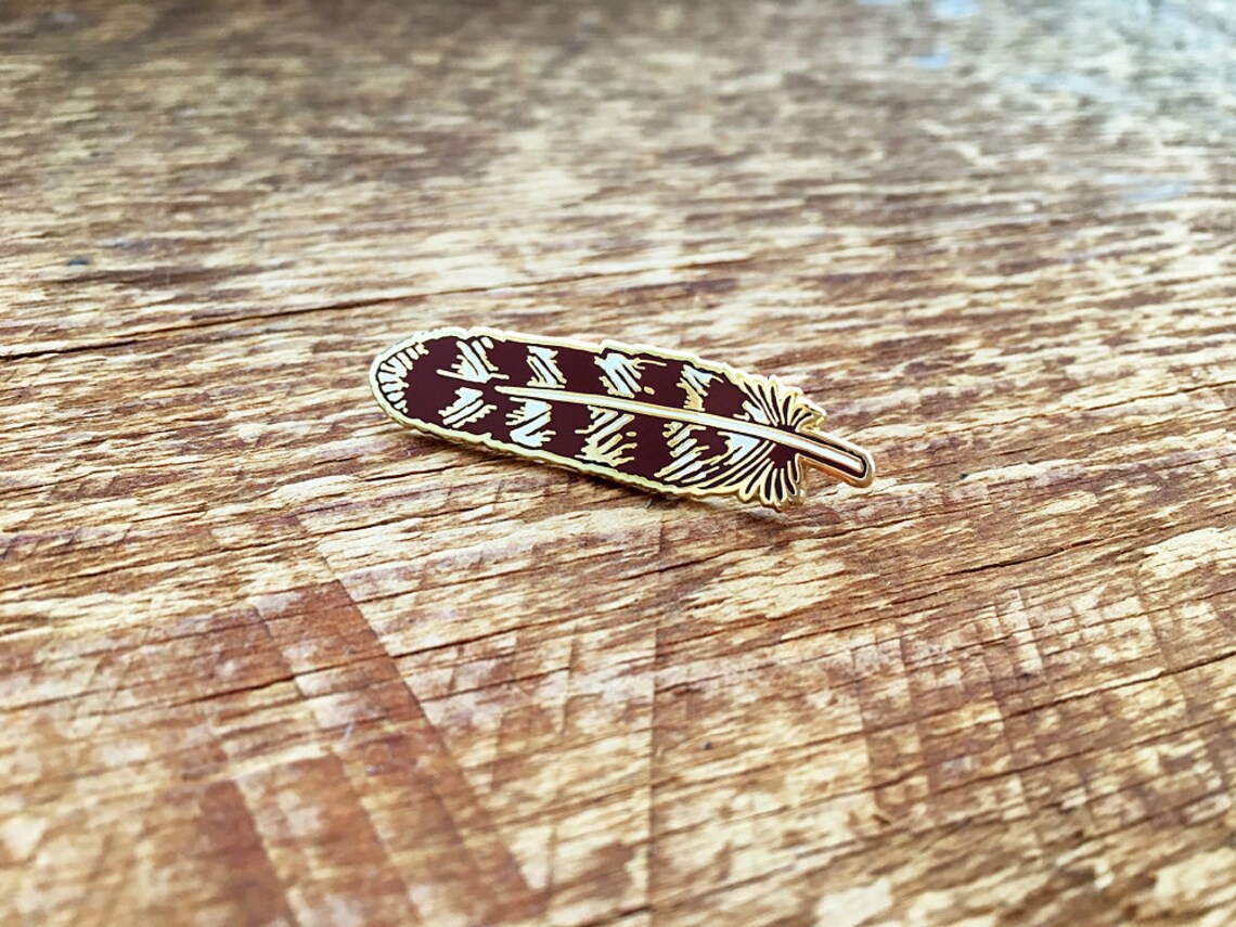 Feather Enamel Pin, Outdoors Enamel Pin, Single Hard Enamel Pin With ...