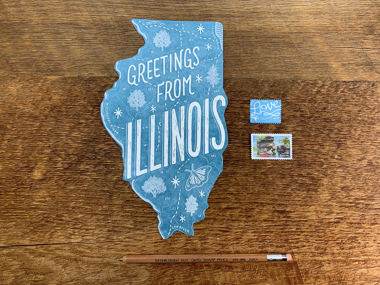 Illinois Postcard Greetings From Illinois Die Cut - Etsy