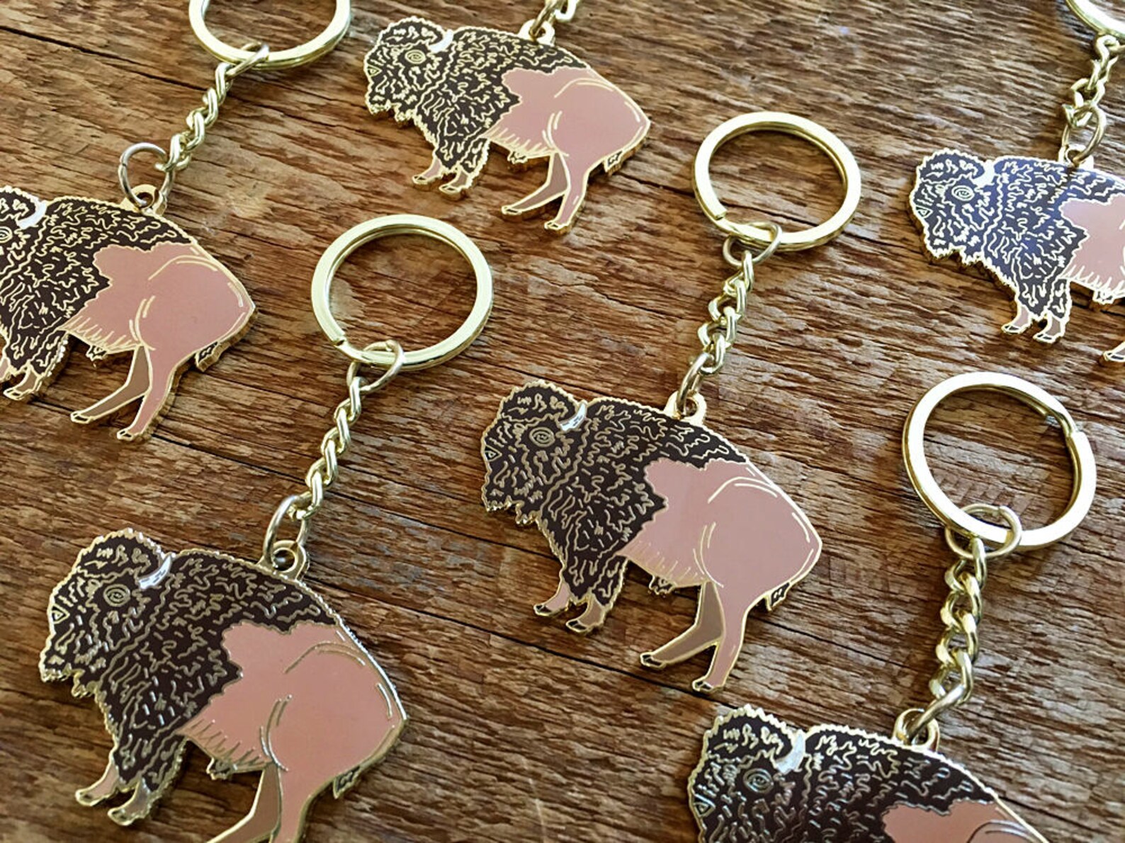 Bison Enamel Keychain Buffalo Keychain Explore Keychain | Etsy