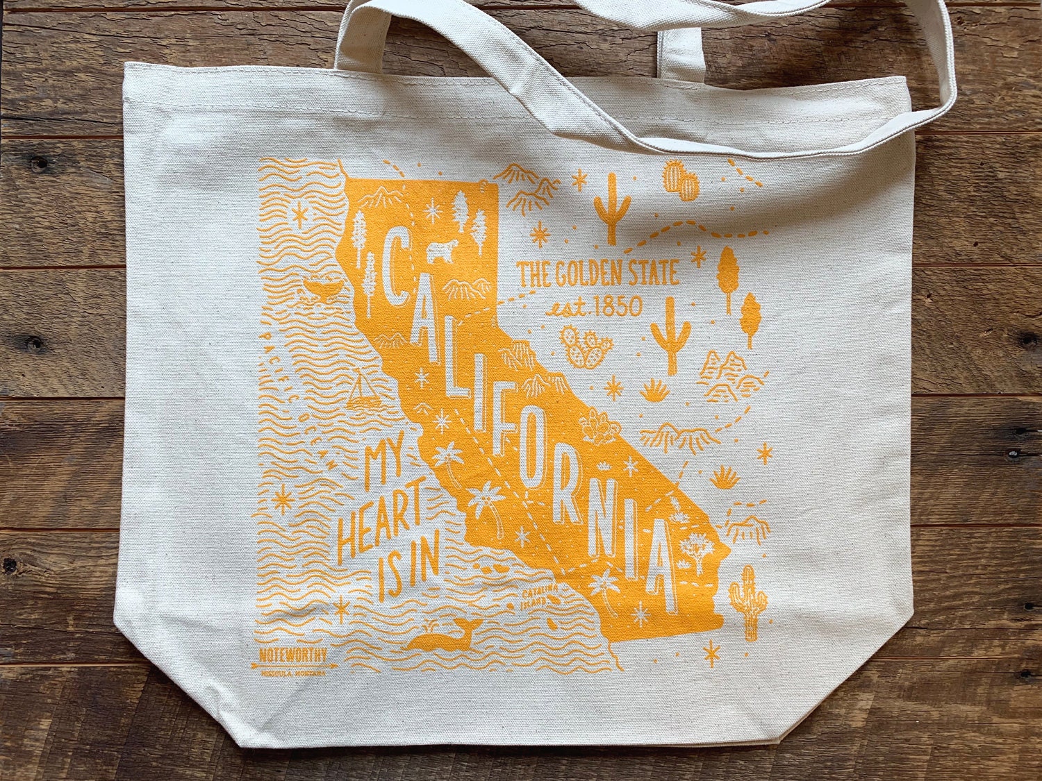 California Tote Bag, My Heart is in California, Canvas Tote Bag, Screen ...