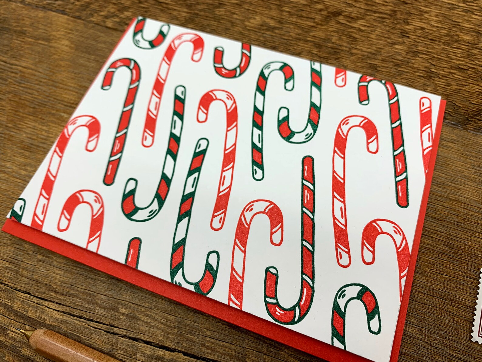 Holiday Candy Canes Boxed Set of 6 Letterpress Holiday Cards | Etsy