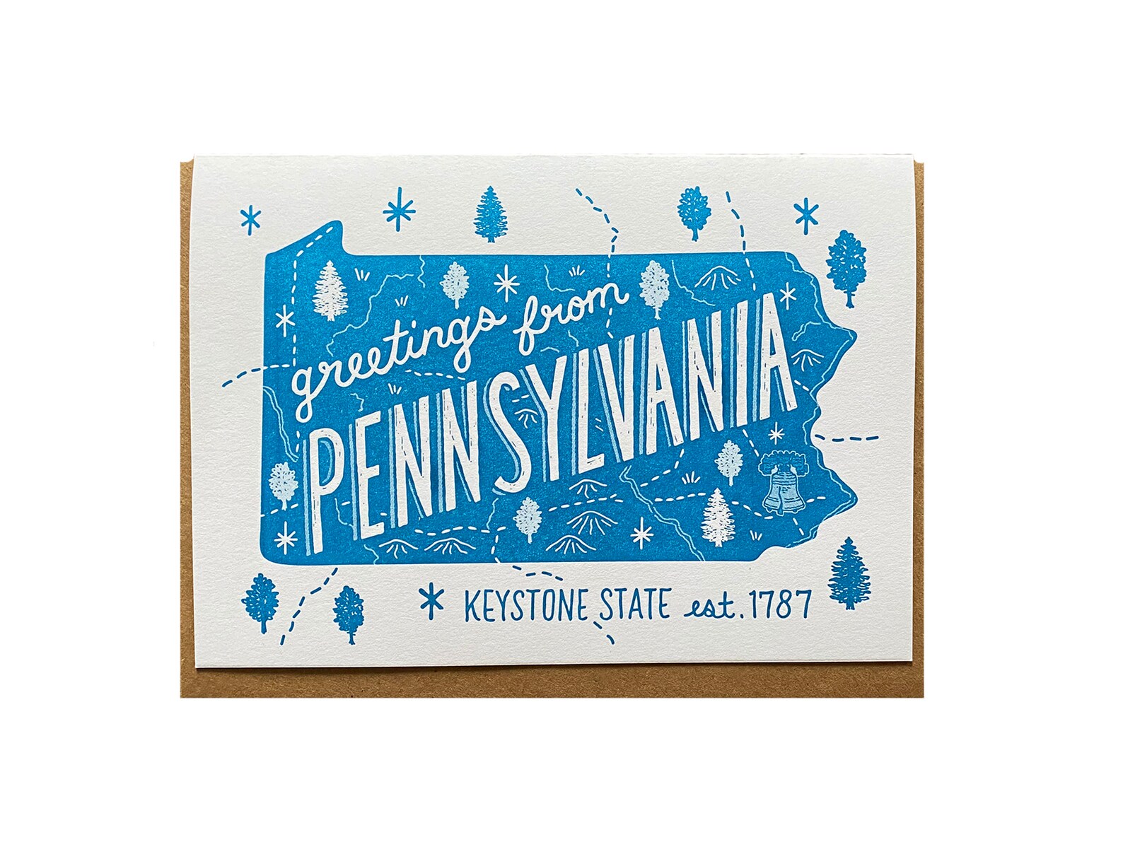 Pennsylvania Greeting Card, Greetings From Pennsylvania, A6 Folded Note ...