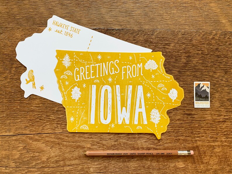 Iowa Postcard Greetings From Iowa the Hawkeye State Die Cut - Etsy Iowa Postcard Greetings From Iowa the Hawkeye State Die Cut - Etsy