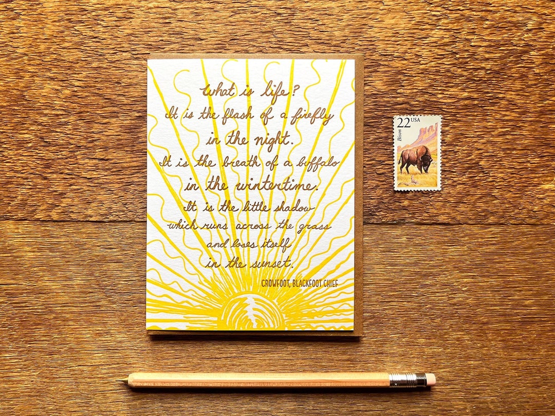 What is Life, Crowfoot Quote, Encouragement Card, Single Letterpress ...