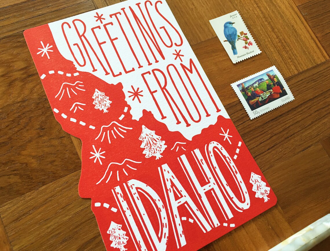 Idaho Postcard Greetings From Idaho Die Cut Letterpress - Etsy