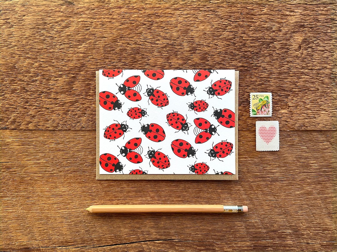Ladybugs, Letterpress Note Card, Blank Inside - Etsy