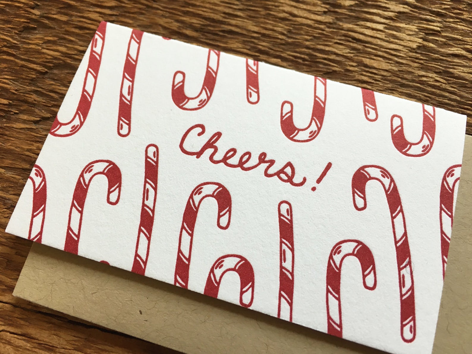 Cheers Candy Canes Enclosure Card Mini Card Letterpress - Etsy