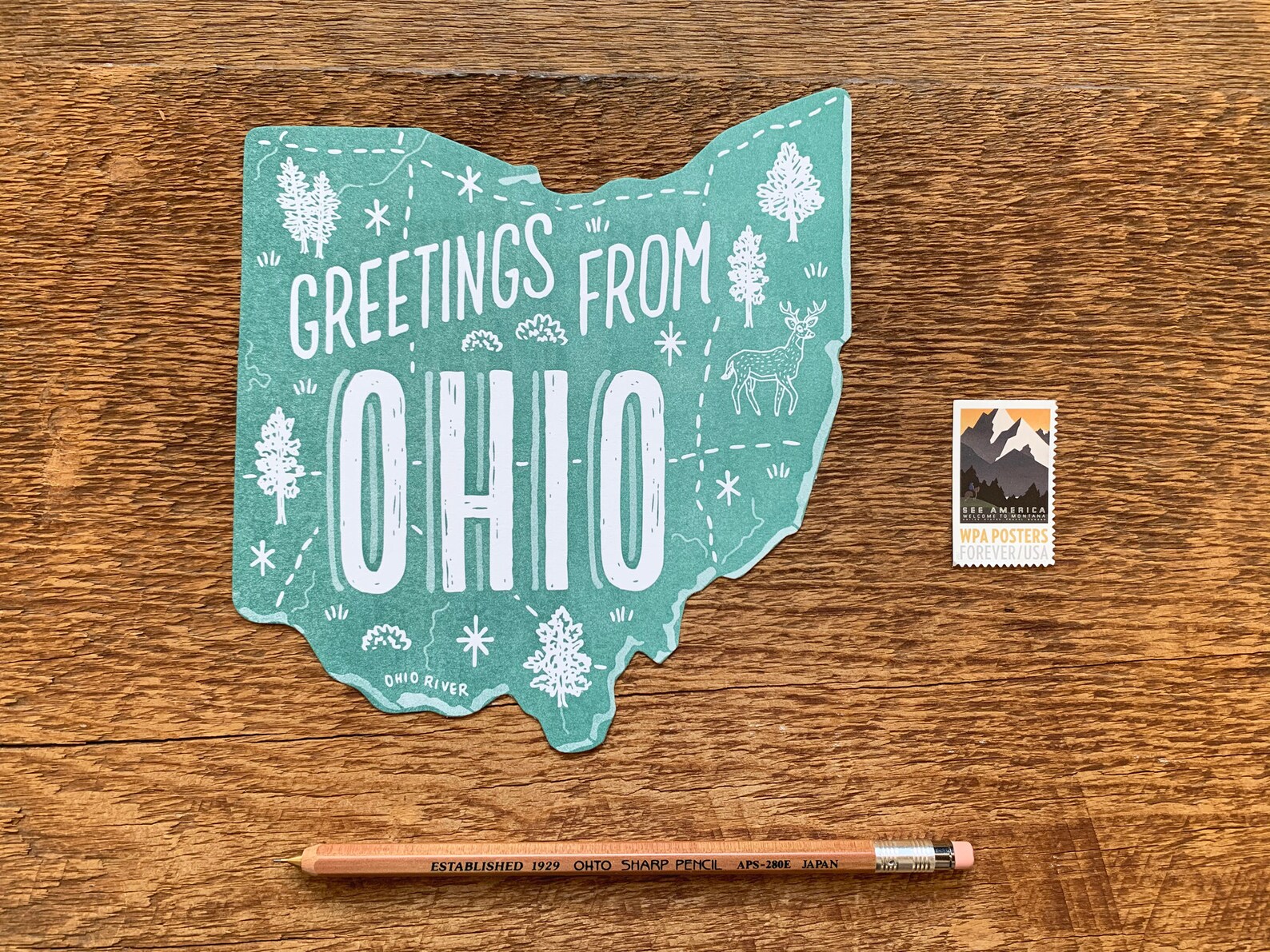 Ohio Postcard Greetings From Ohio the Buckeye State Die Cut - Etsy