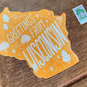 Wisconsin Postcard, Greetings From Wisconsin, Die Cut Letterpress State ...
